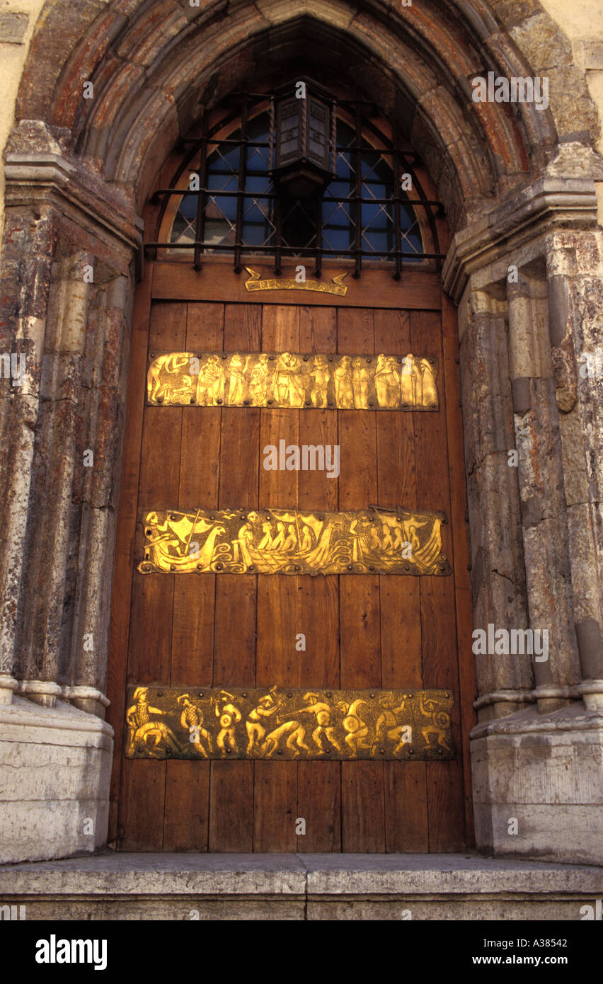 Estonia Tallinn old merchant guild house door detail Stock Photo - Alamy
