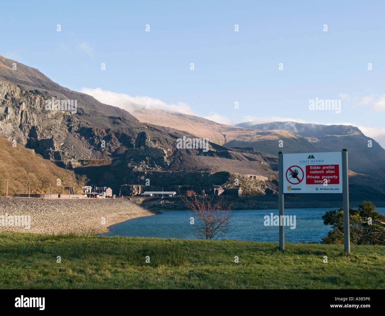 DINORWIG POWER STATION from across Llyn Peris reservoir Snowdonia ...