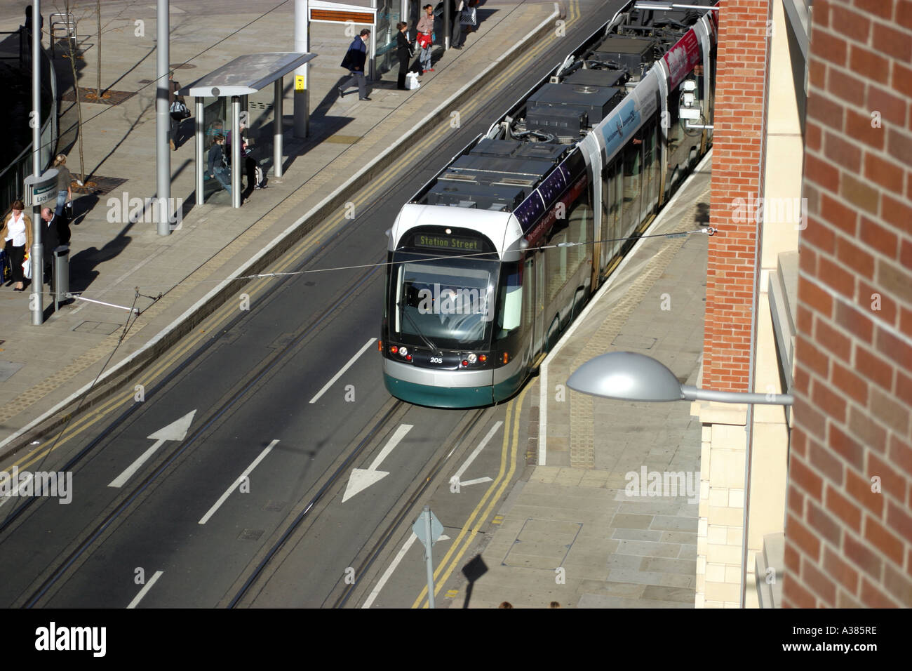 21st October 2005 Nottingham tram from above Nottingham City East ...