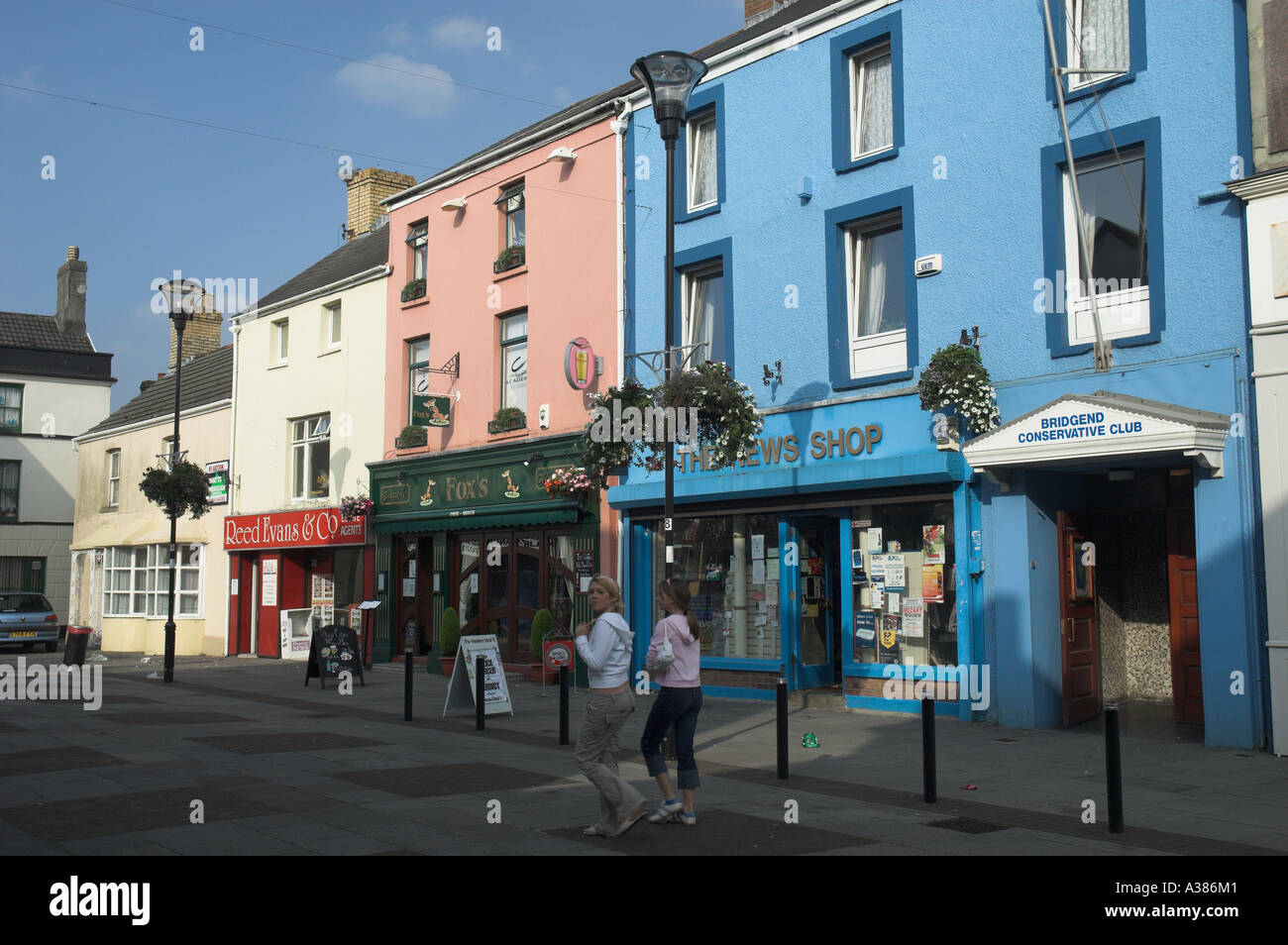 Shops in Town Centre Bridgend South Wales Stock Photo - Alamy