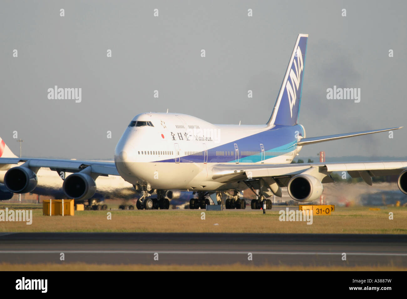 ANA All Nippon Airways Boeing 747 taxiing at London Heathrow Airport UK ...