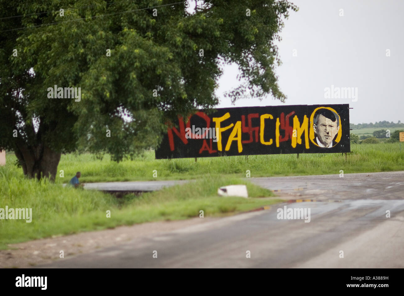 A political billboard equating Bush with Hitler is put up in the Cuban ...