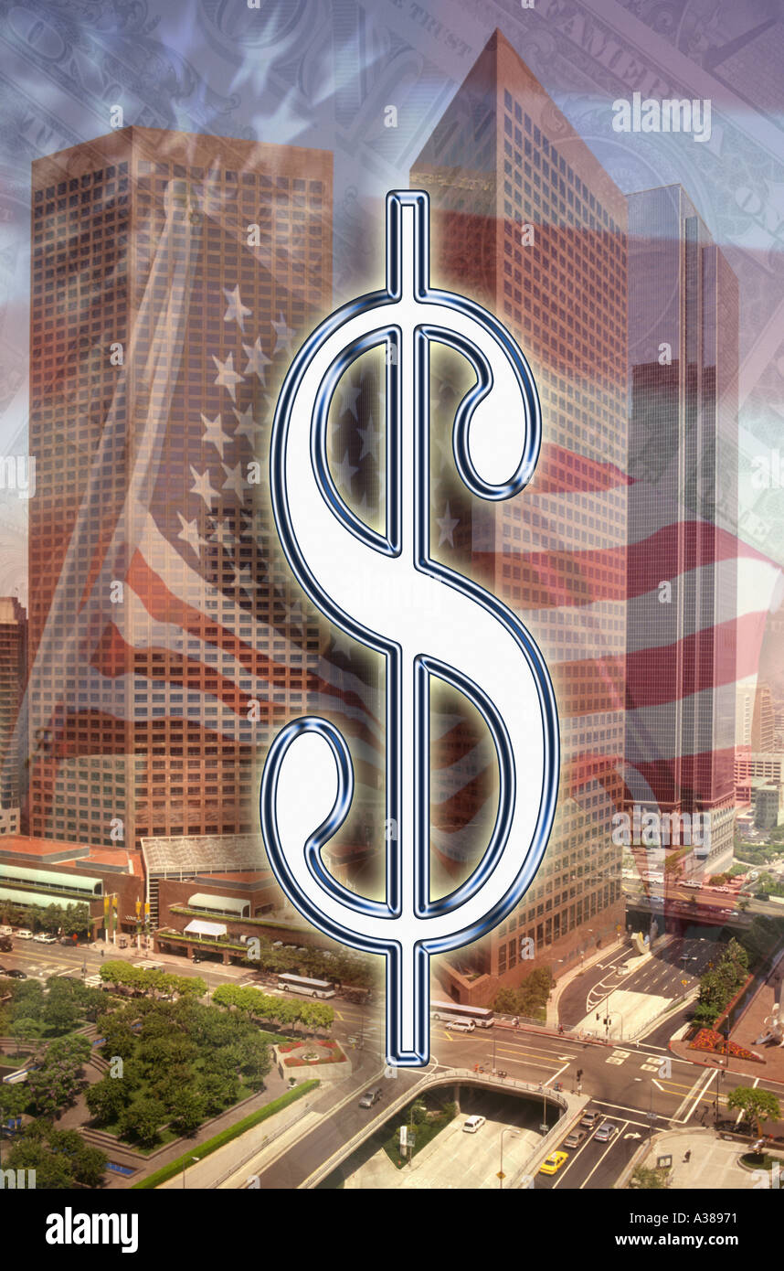 US dollar sign and downtown Los Angeles Stock Photo - Alamy