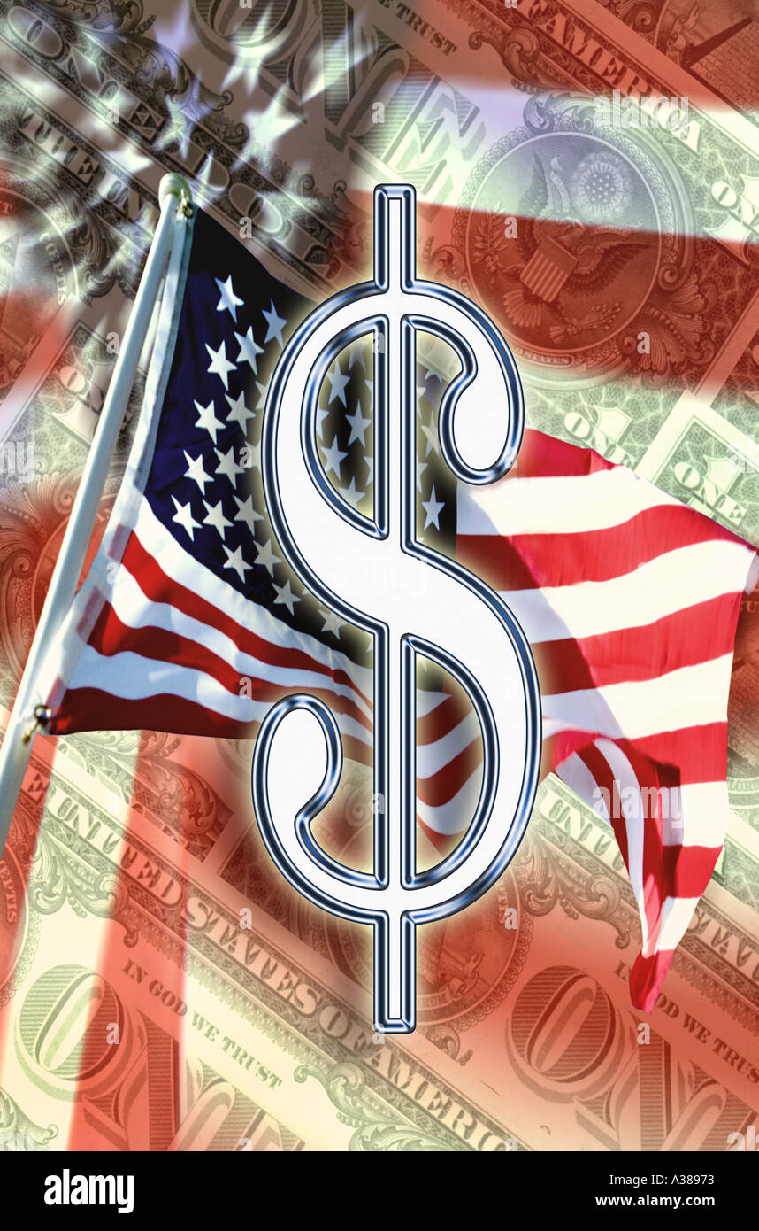 US dollar sign and flag of the USA Stock Photo - Alamy