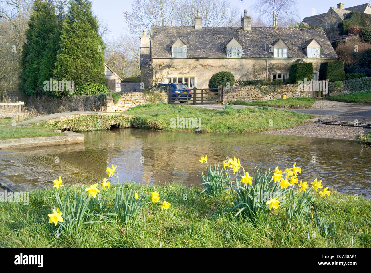 The ford on the River Eye in the Cotswold village of Upper Slaughter ...