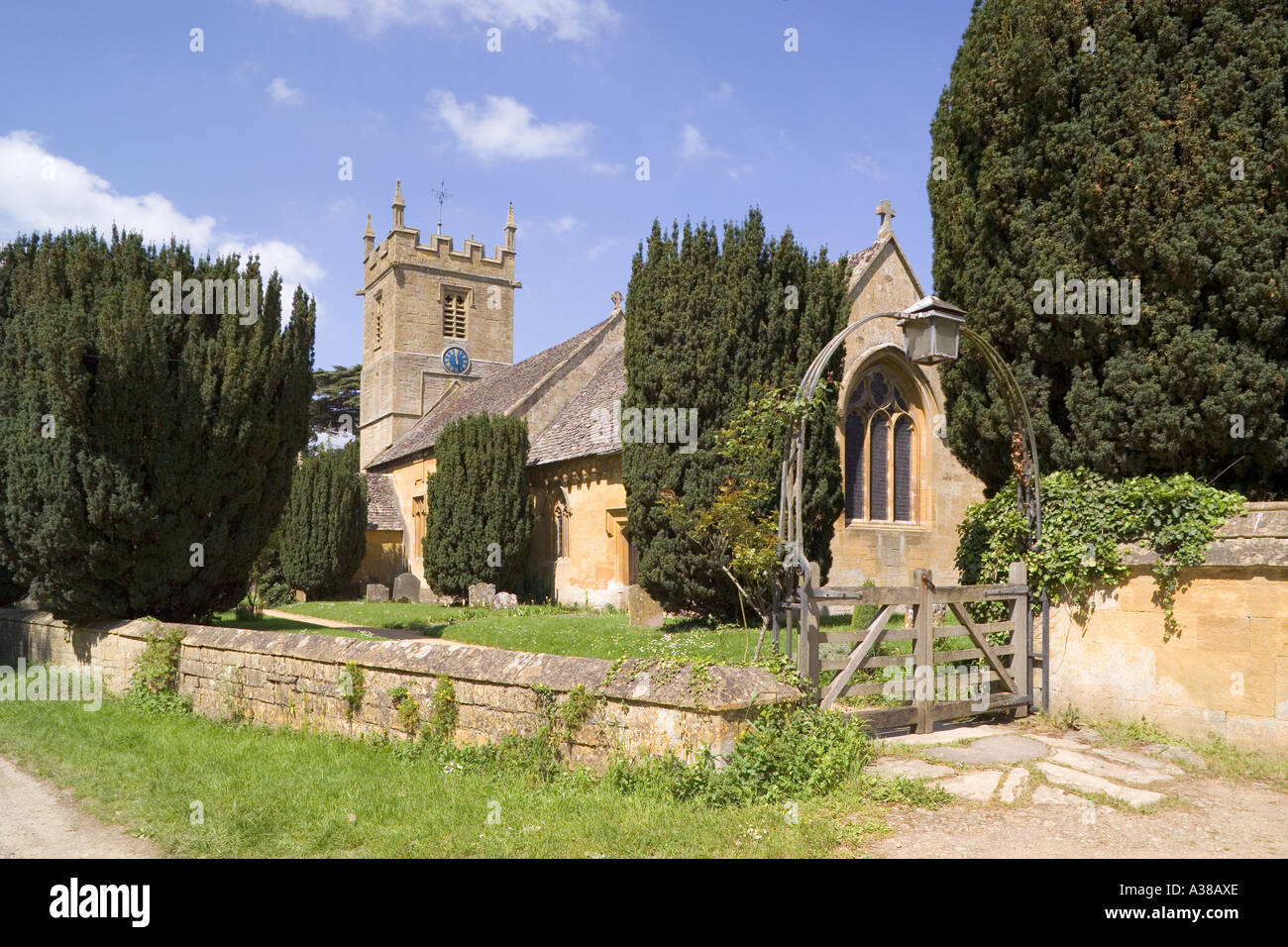 The Cotswold church of St Peter adjoining the manor house at Stanway ...