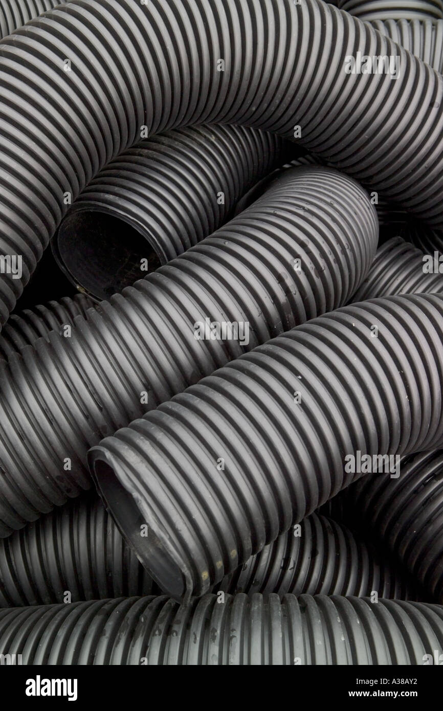corrugated plastic drainage pipes awaiting delivery Stock Photo - Alamy