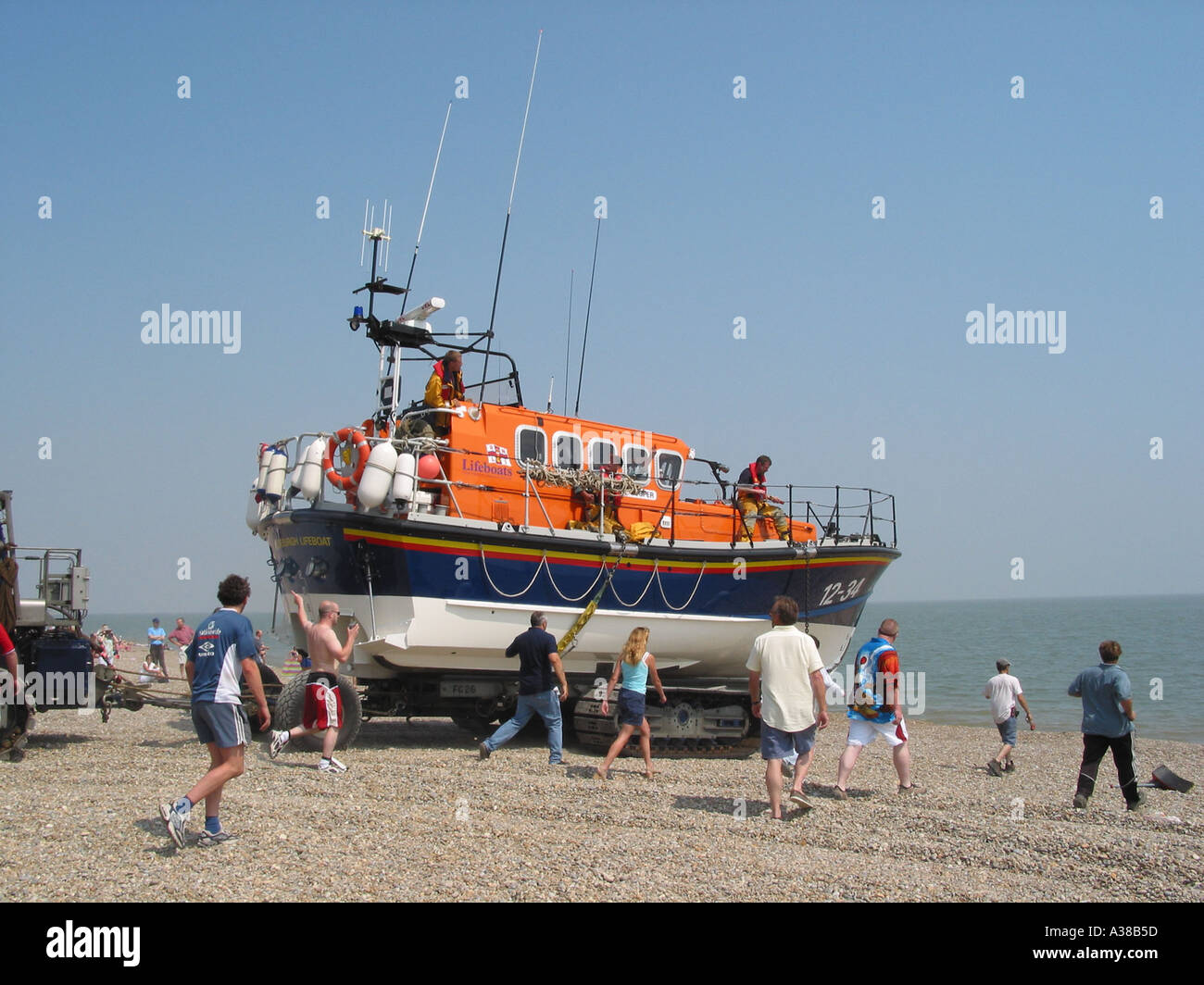 Aldeburgh Lifeboat Launching for traditional Sunday practise Aldeburgh ...