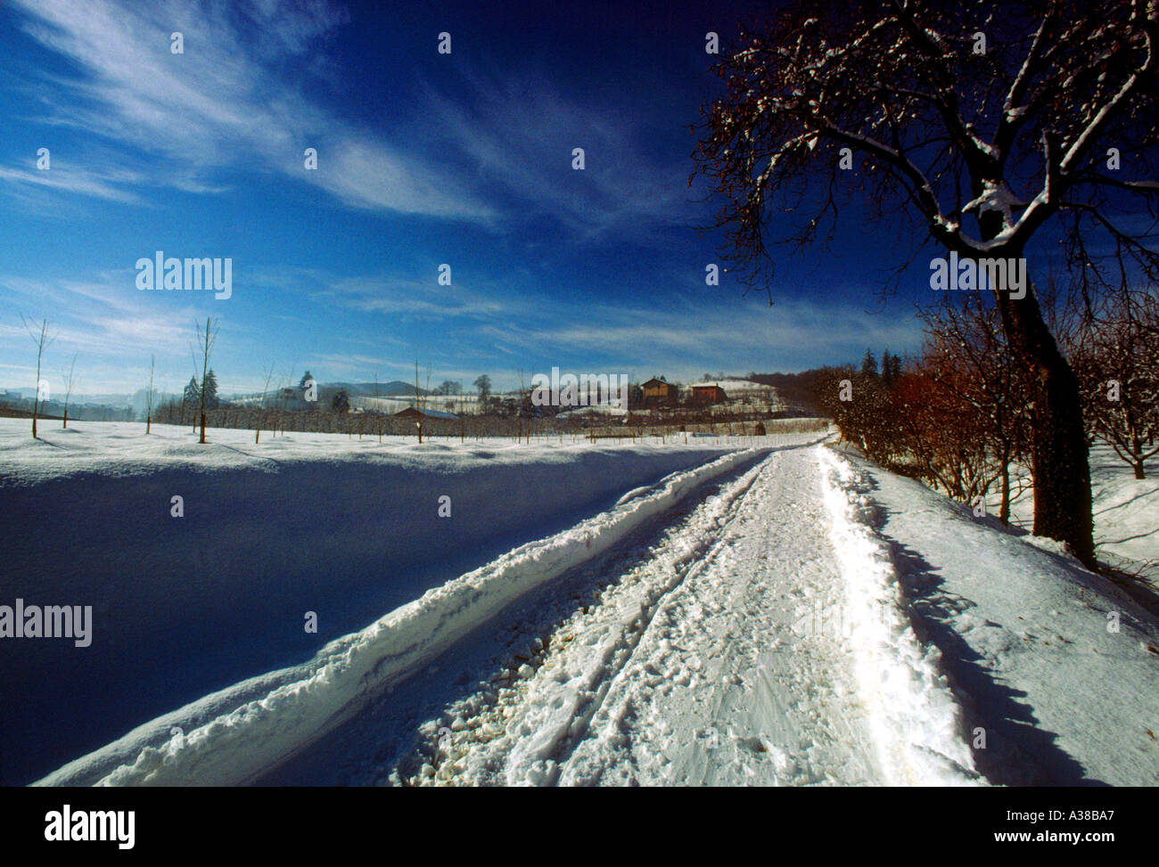 Snow in the country Stock Photo - Alamy
