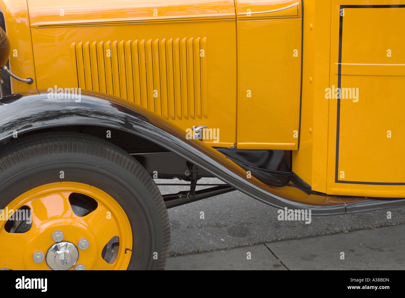 Side of Front Engine Cowling View of Restored 1932 School Bus Stock ...