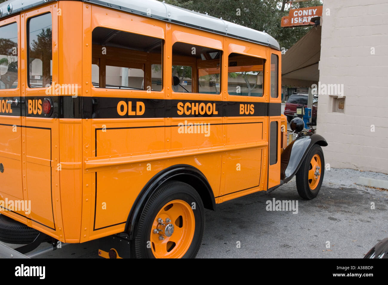 Three Quarter Rear View of Restored 1932 School Bus Stock Photo - Alamy