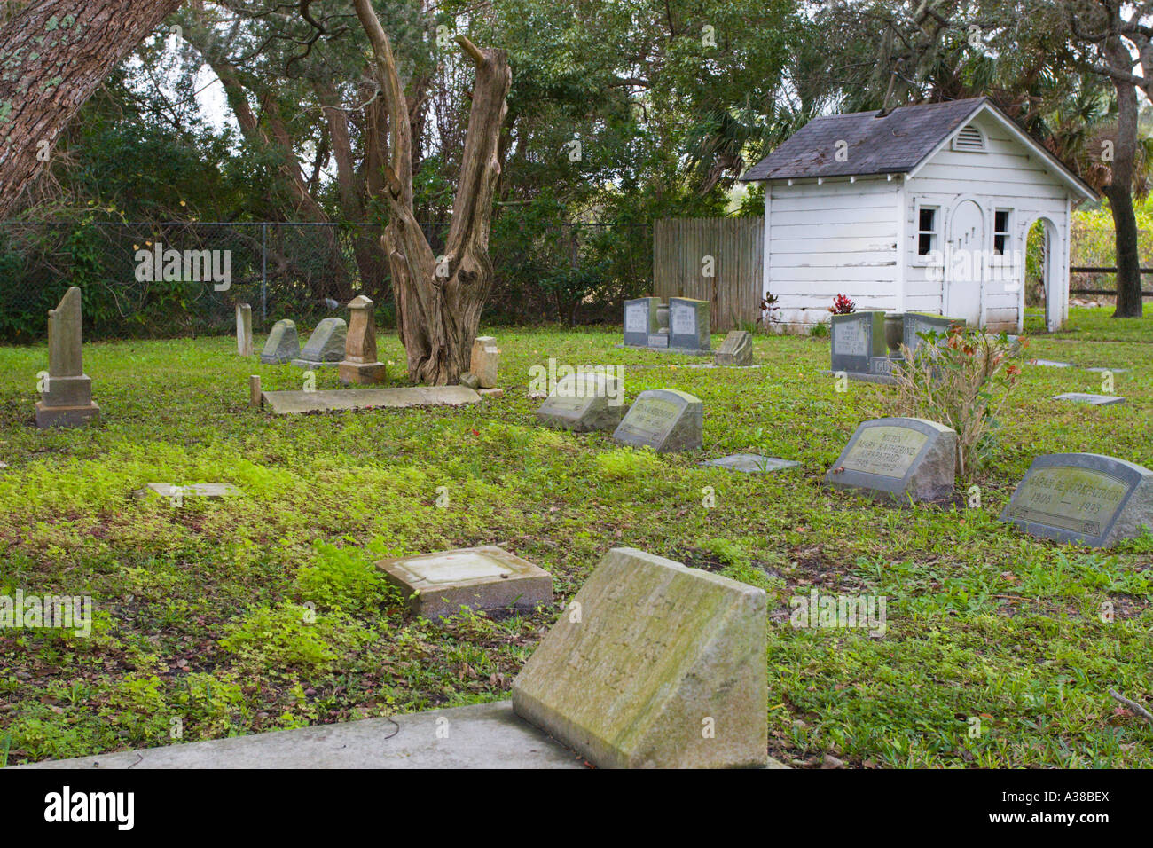 Concrete Headstones in Small Community Cemetery in Clearwater Florida ...