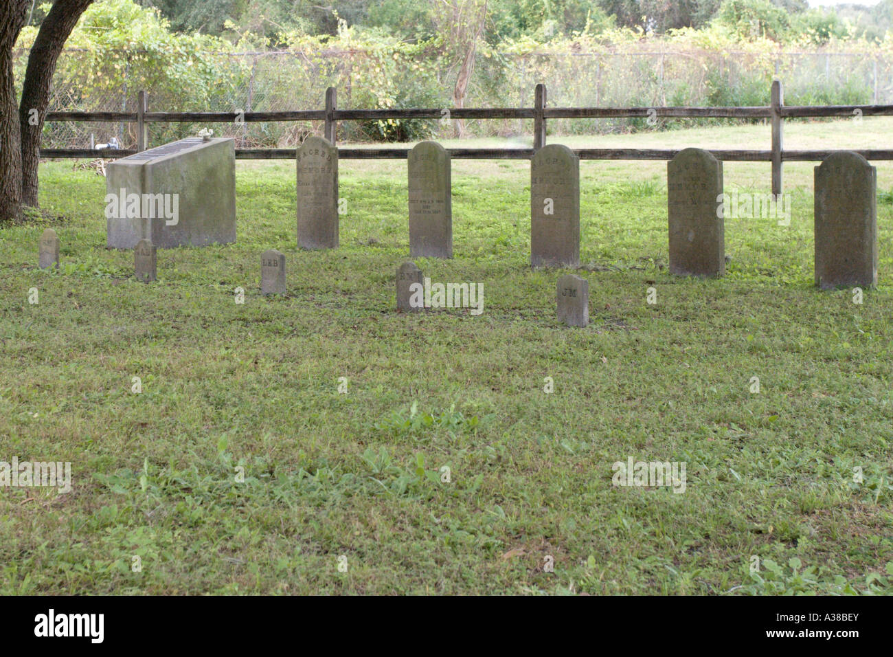 Concrete Headstones Lined Up in Small Community Cemetery in Clearwater ...