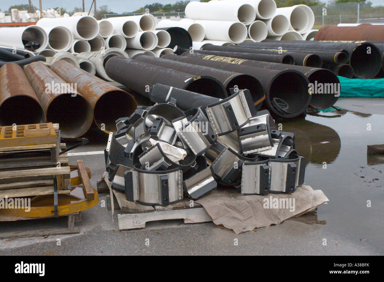 Construction Pipes at Remote Location and Stacked for Use Stock Photo ...