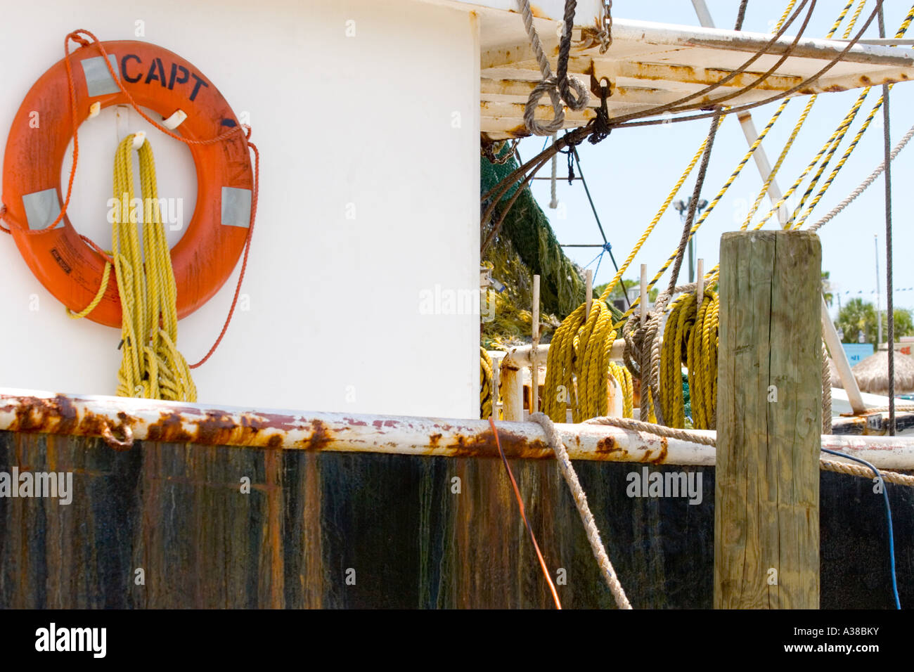 The Wheel House of a Large White Shrimp Boat with an Orange Life ...