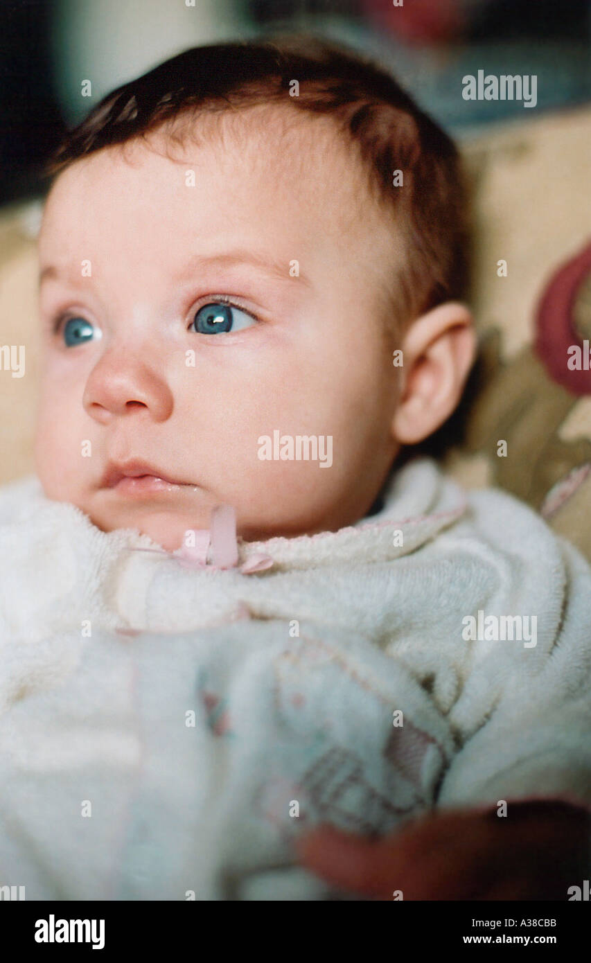 portrait of cute 2 to 4 month old pouting baby Stock Photo - Alamy