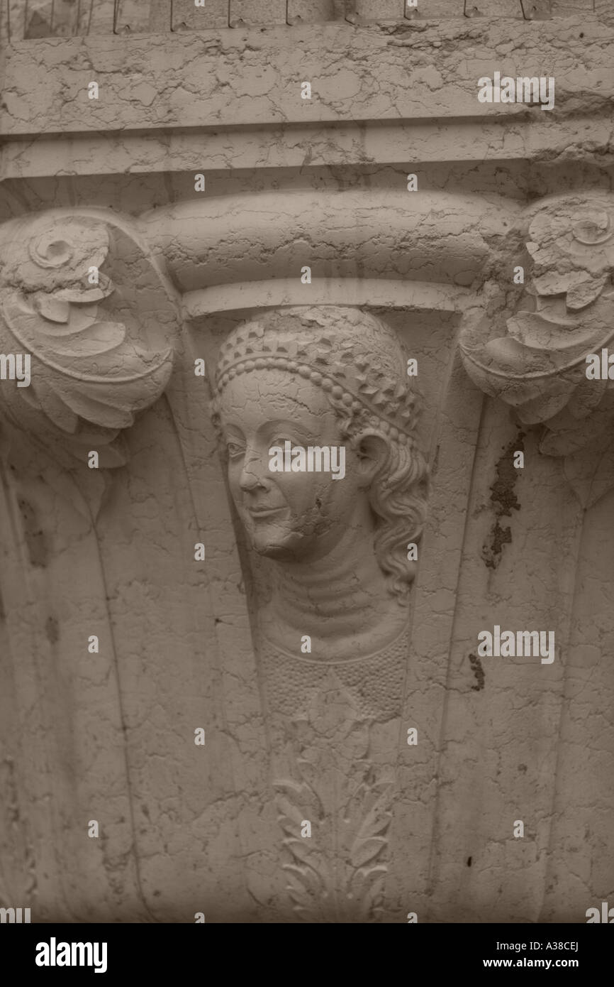 Head of a woman carved in a column Stock Photo - Alamy