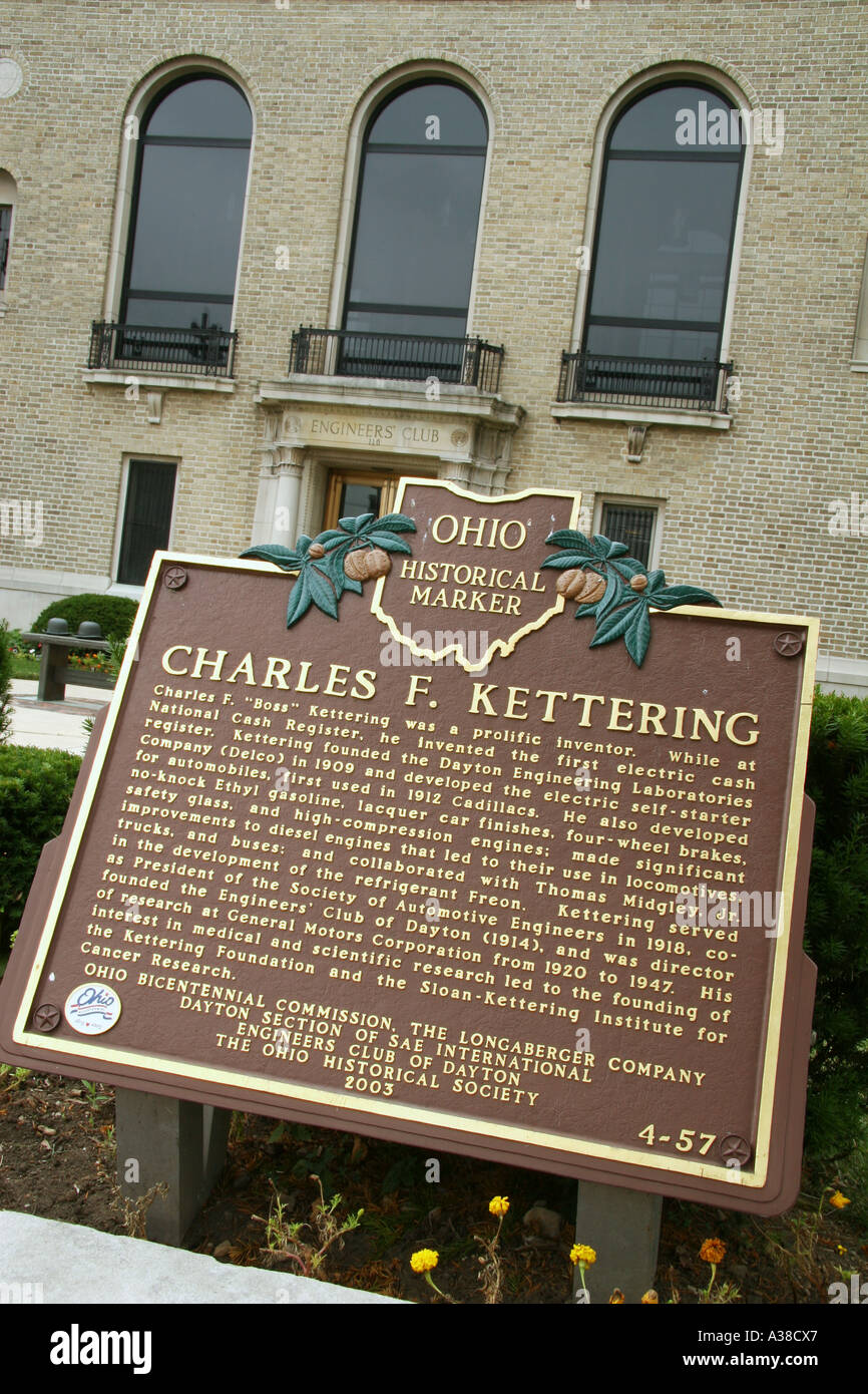 Charles F Kettering Historical Marker At the Engineers Club Dayton Ohio ...