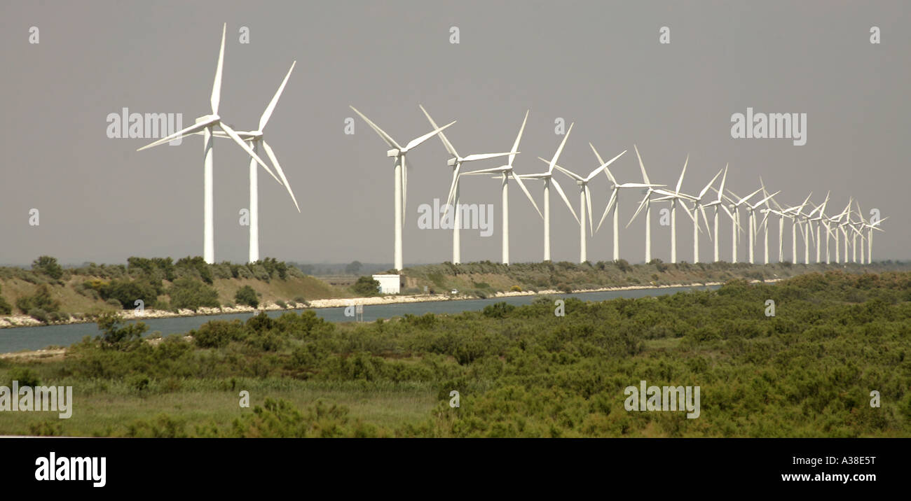 WIND POWER GENERATORS,CAMARGUE,FRANCE Stock Photo - Alamy