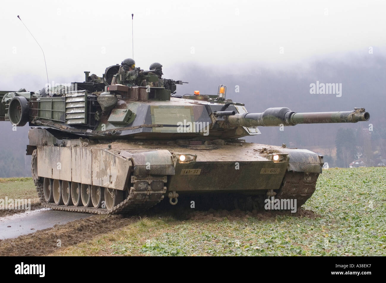 American tank takes a defensive position at a staging area Stock Photo ...