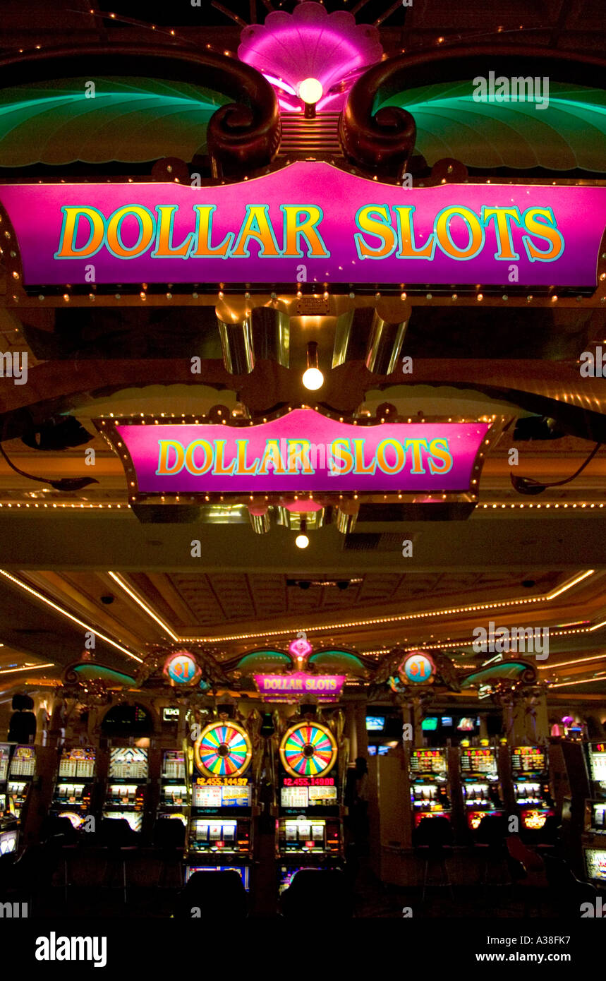 Interior of casino, slot machines and signage Stock Photo - Alamy
