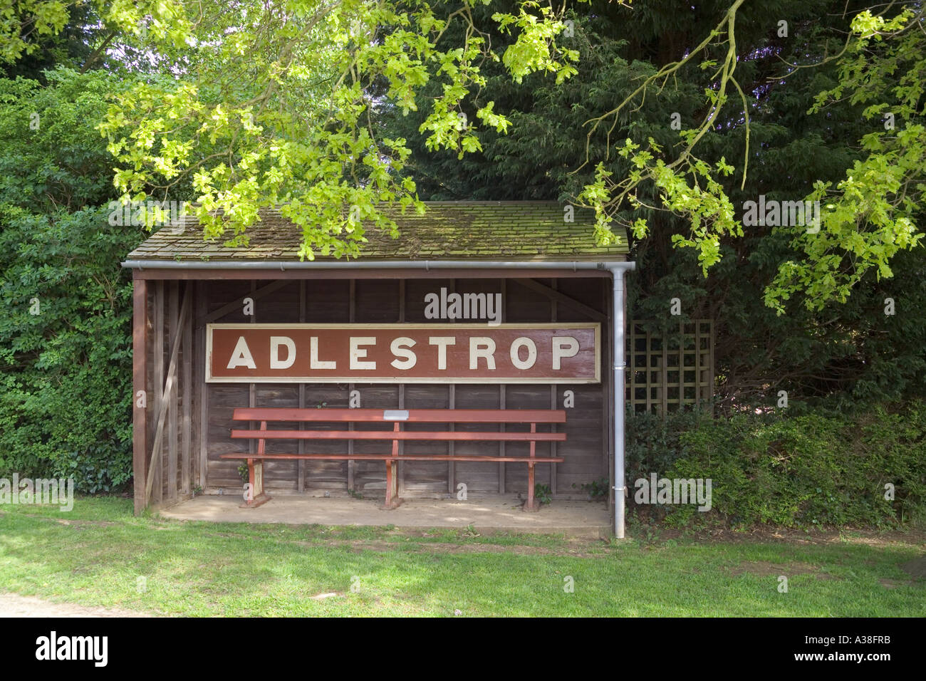 The railway station sign for Adlestrop, Gloucestershire (now situated ...
