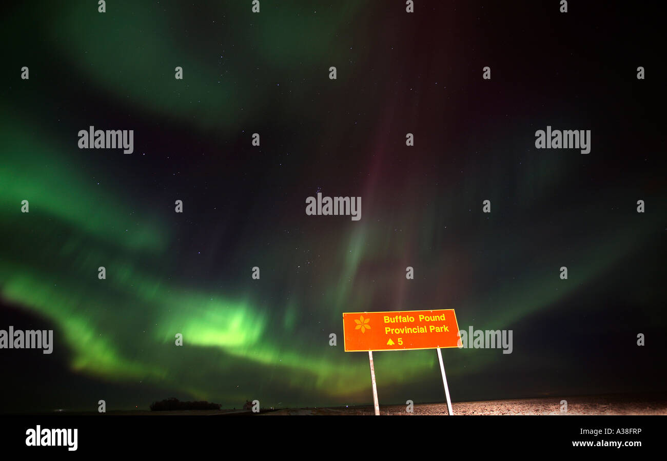 colorful northern lights over sign Stock Photo - Alamy
