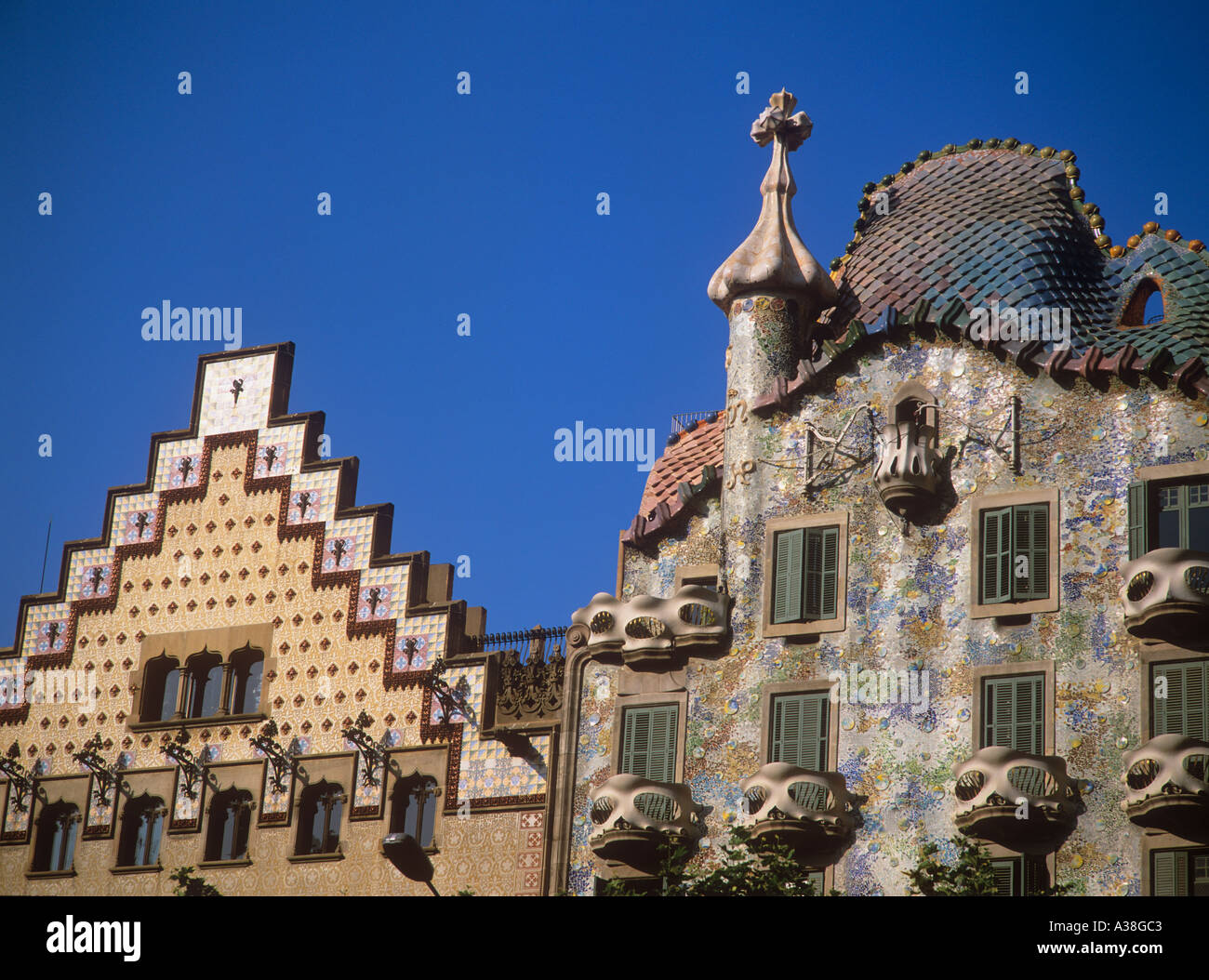 Casa Battlo and Casa Amattler Barcelona Spain Stock Photo - Alamy