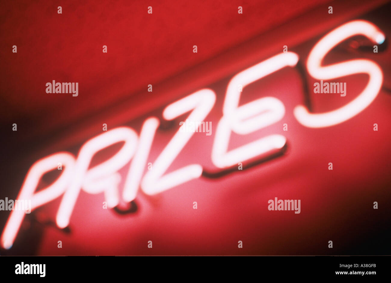 Defocussed red neon sign announcing Prizes Stock Photo - Alamy Defocussed red neon sign announcing Prizes Stock Photo - Alamy