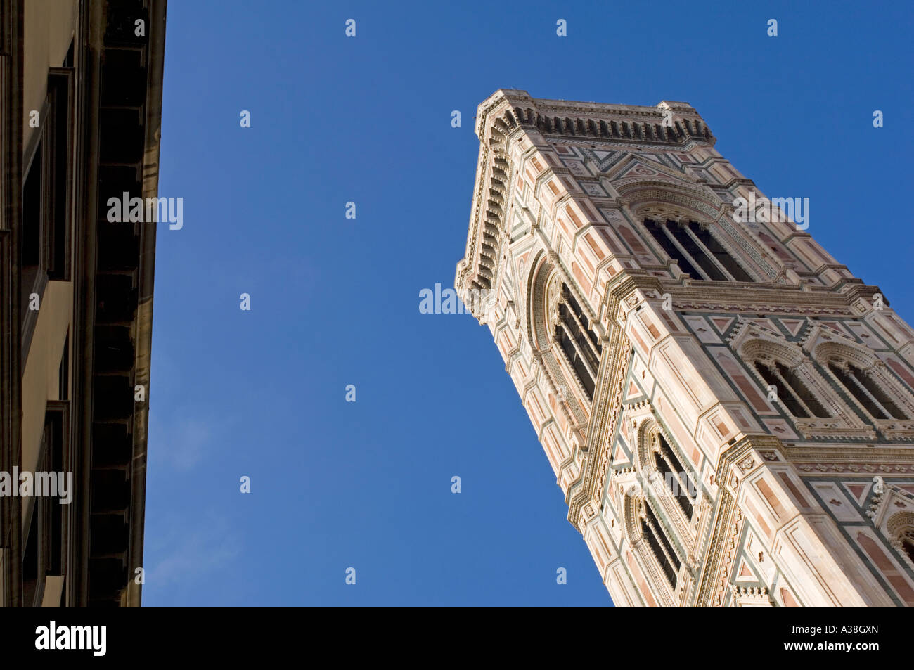 An abstract view of Giotto's Bell Tower next to the Duomo in the Piazza ...