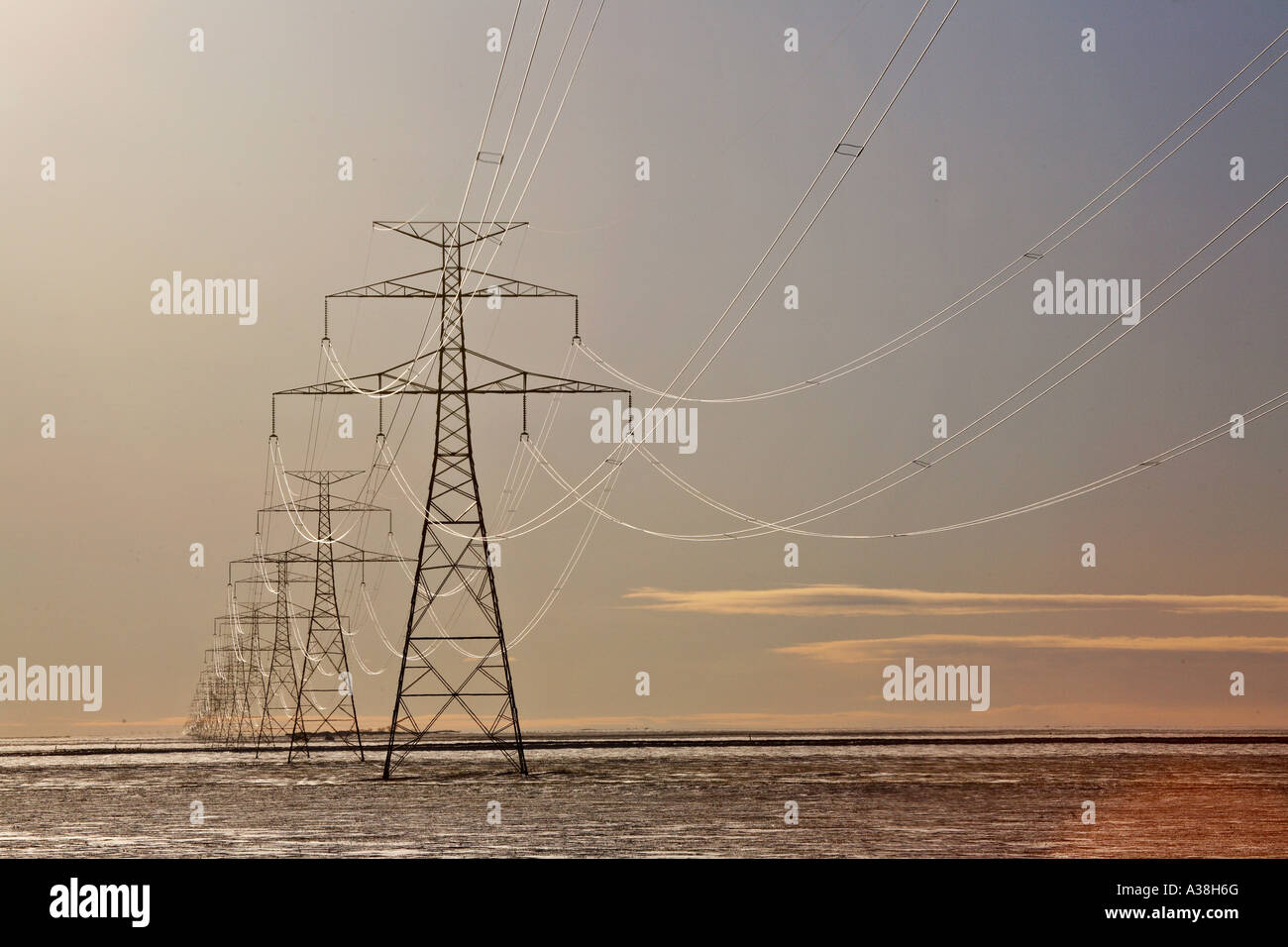 metal hydro towers and lines Stock Photo - Alamy