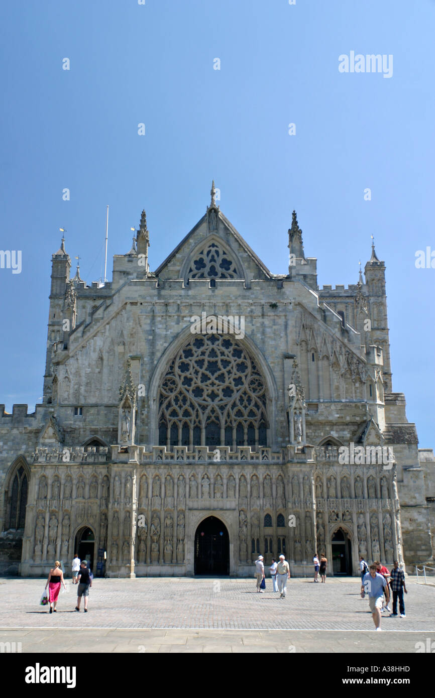 West Door of Exeter Cathedral Devon UK Stock Photo - Alamy