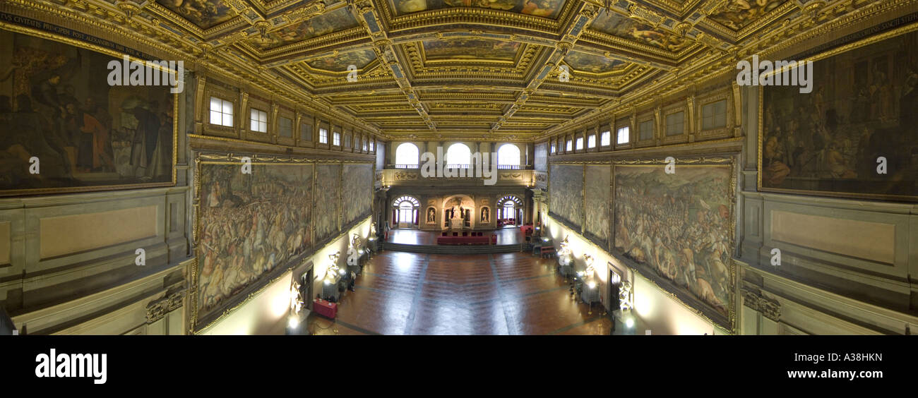 A 2 picture stitch panoramic of the Salone dei Cinquecento inside the ...