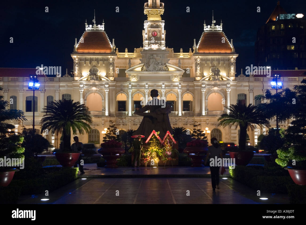 Night view of the People s Committee Building formerly the French Hotel ...