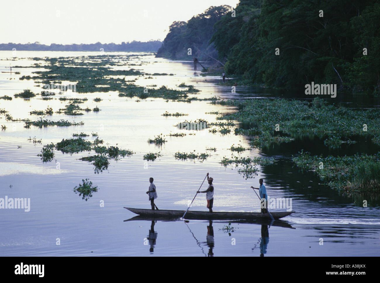 pirogue congo river Stock Photo - Alamy