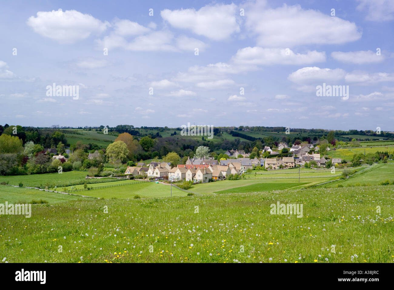 The Cotswold village of Baunton in the valley of the River Churn ...