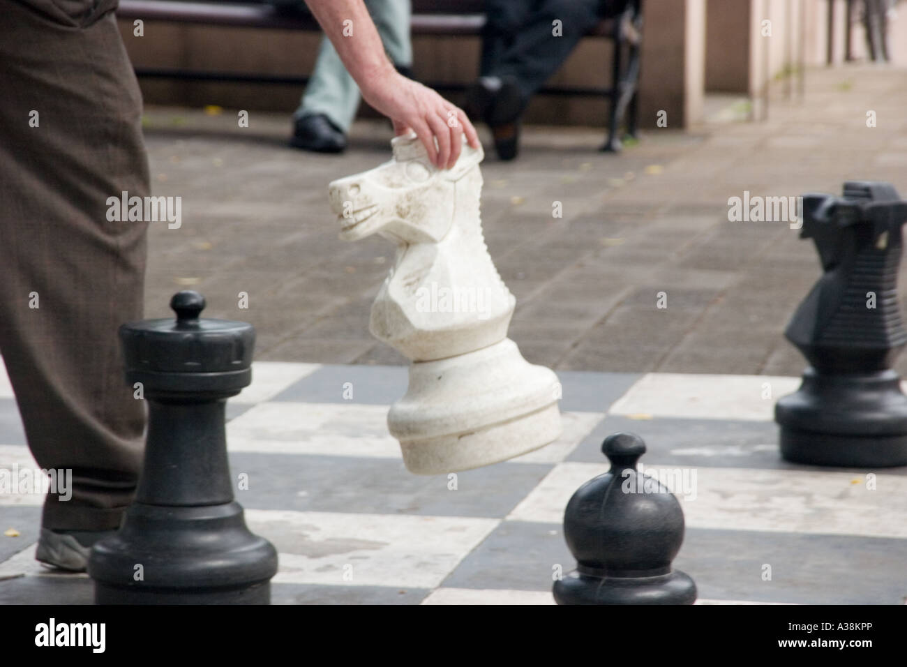 Giant chess pieces being moved in Hyde Park Sydney Stock Photo - Alamy