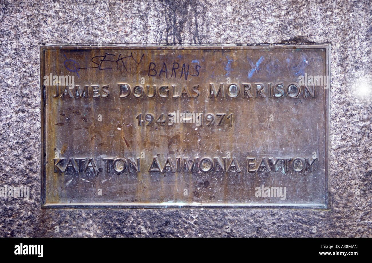 Jim Morrison s headstone Pere Lachaise Cemetery Paris France Stock ...
