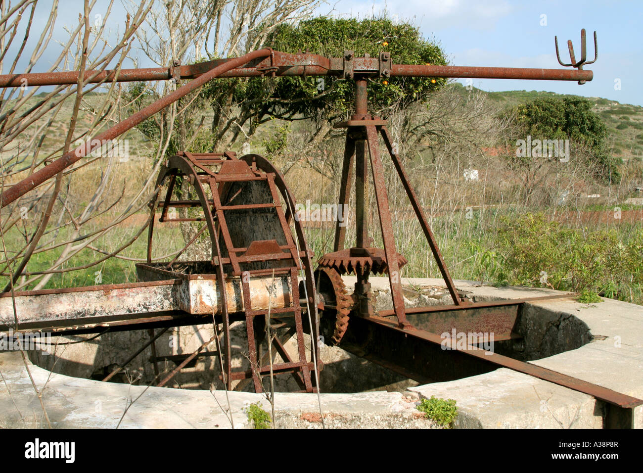 old rusty water wheel Algarve Portugal Stock Photo - Alamy
