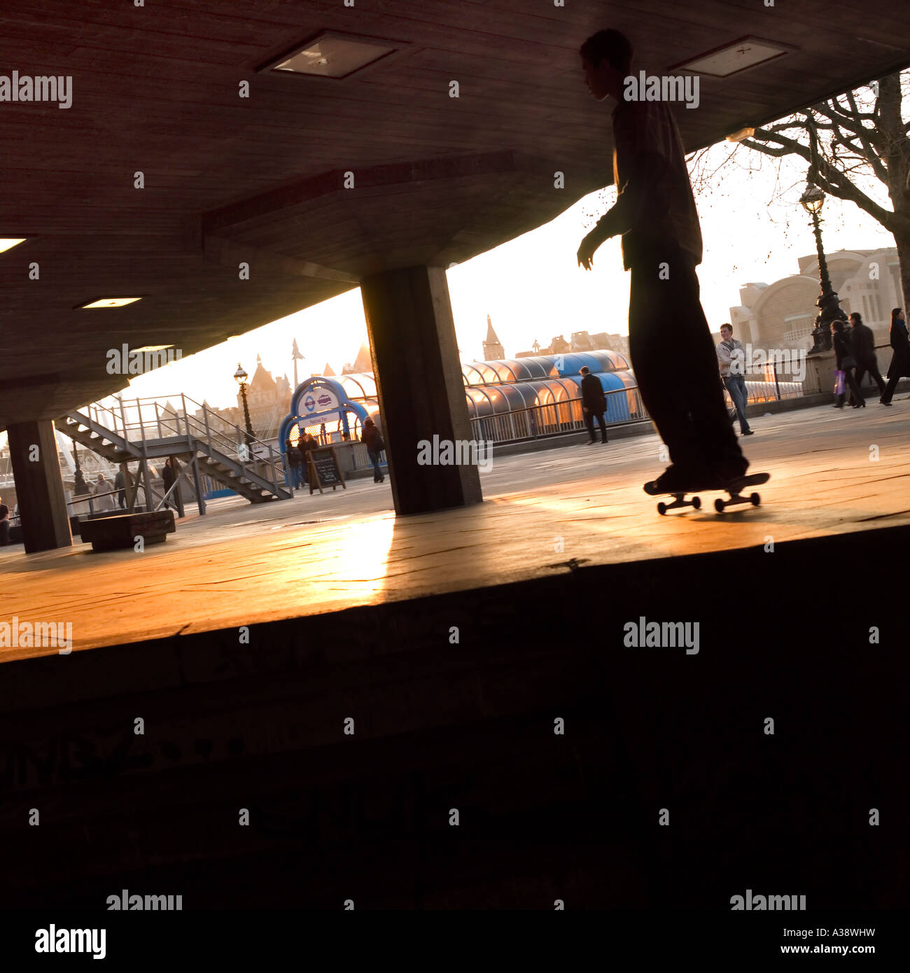 Skateboarder on the South Bank London England UK Stock Photo - Alamy