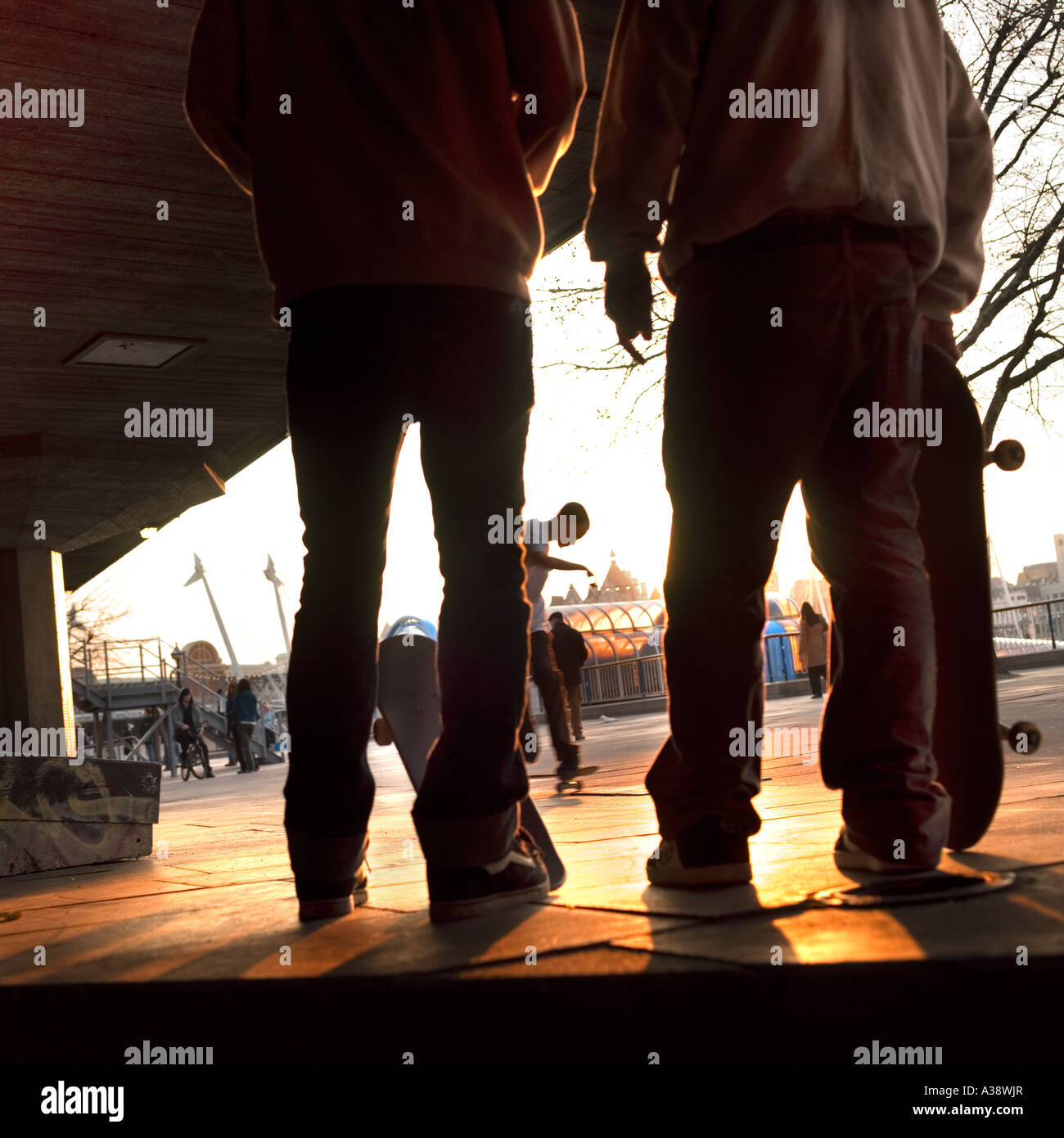 Skateboarders South Bank London England UK Stock Photo - Alamy