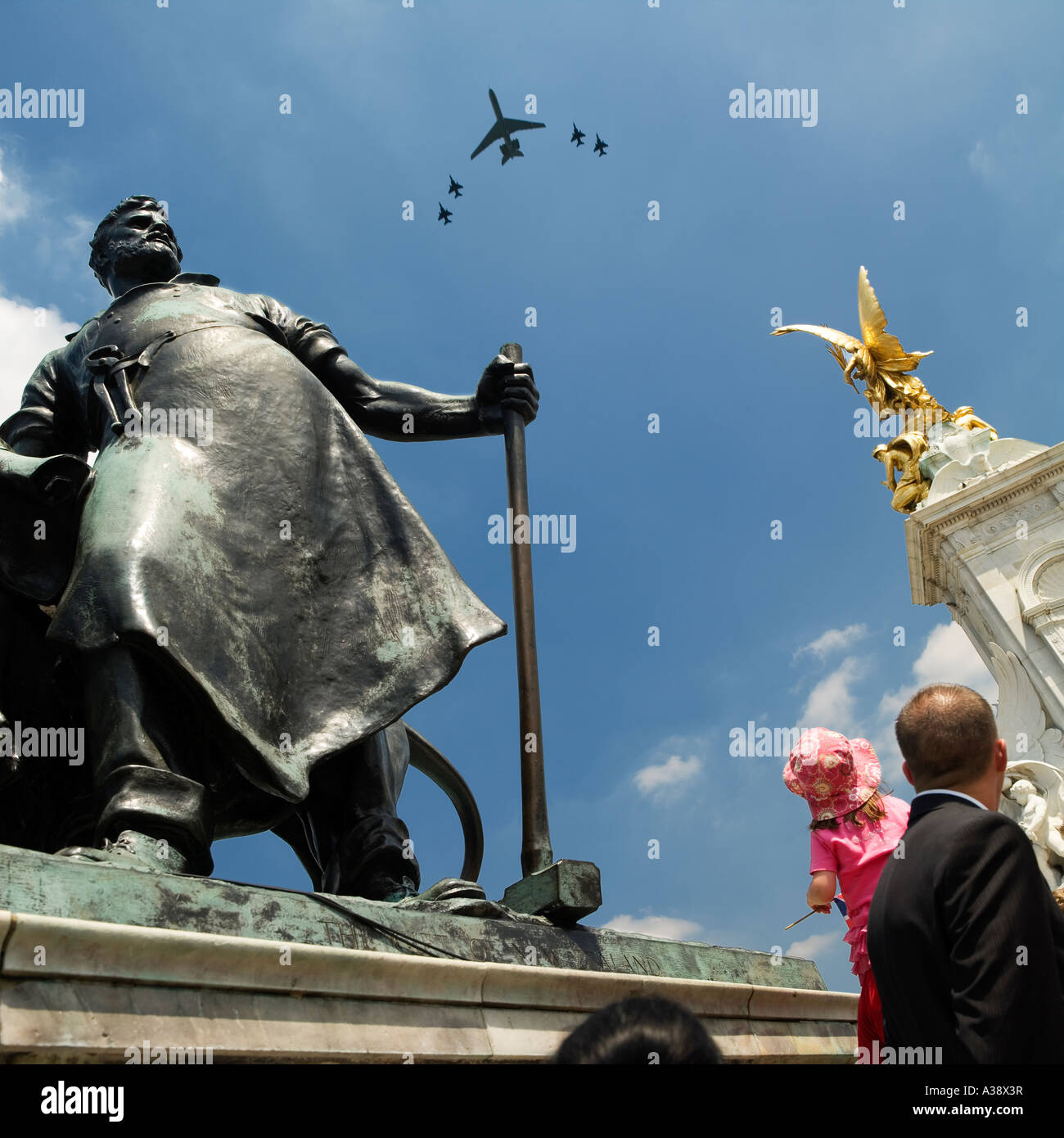 Aircraft fly-past on the Queen's 80th Birthday London No model release ...