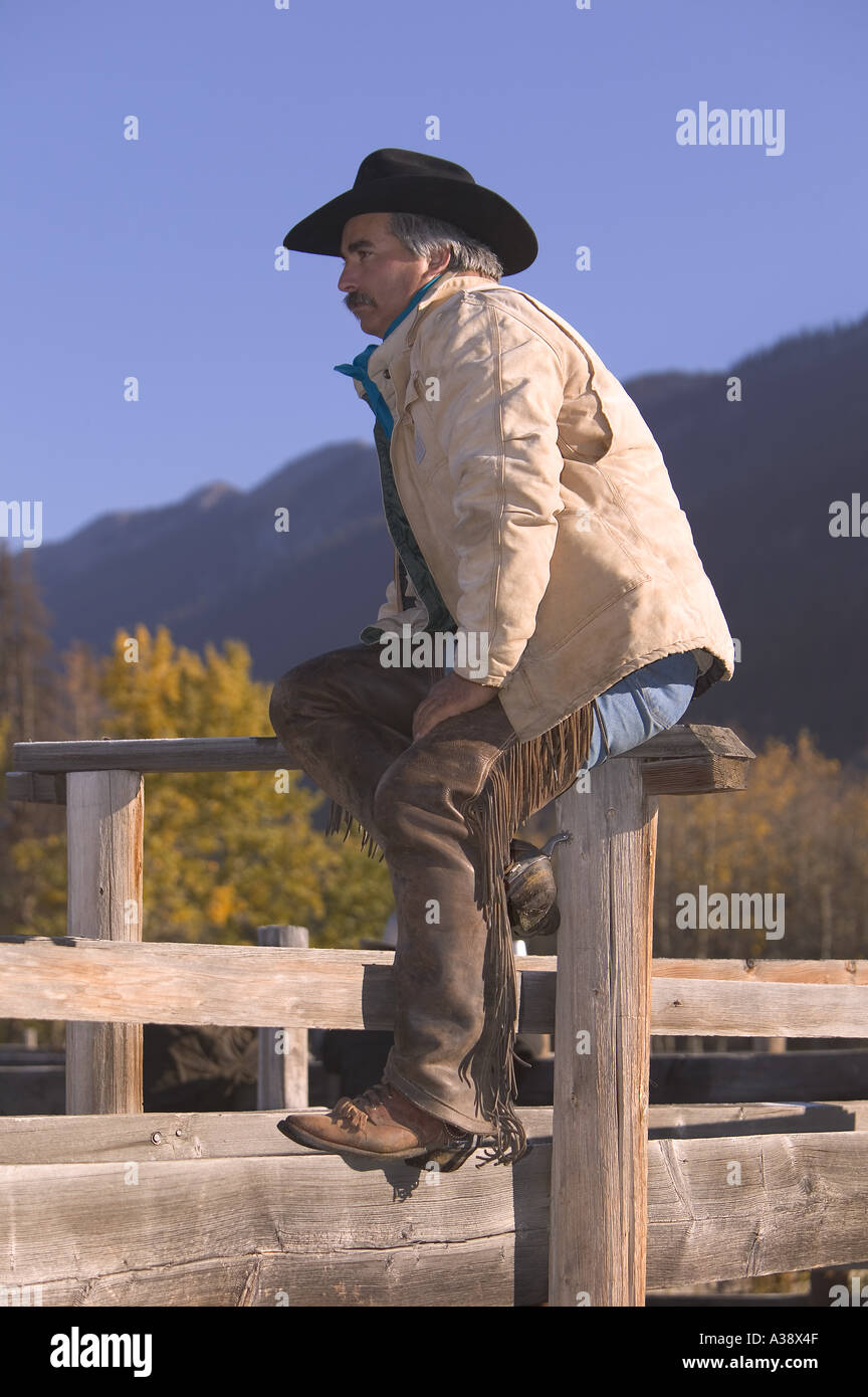 Cowboy on post Stock Photo - Alamy