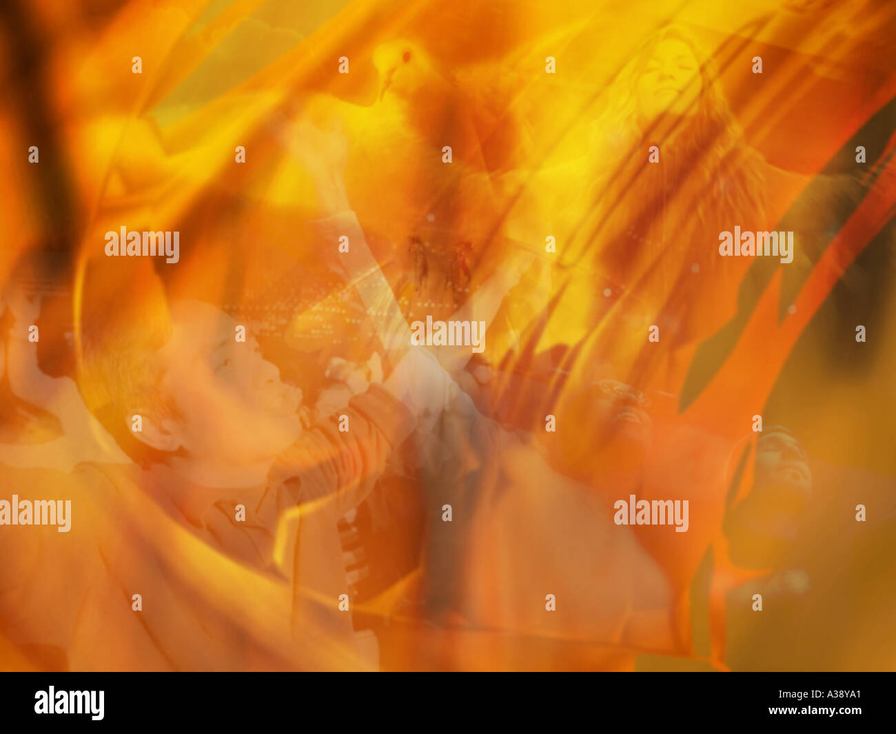Dove people worshiping Stock Photo - Alamy