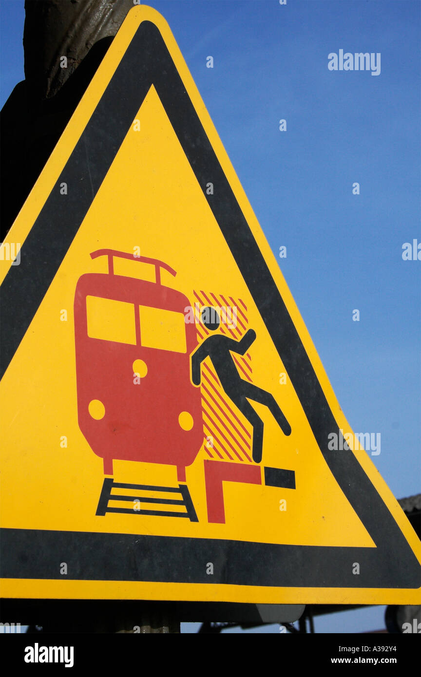 Beware of trains Stock Photo - Alamy