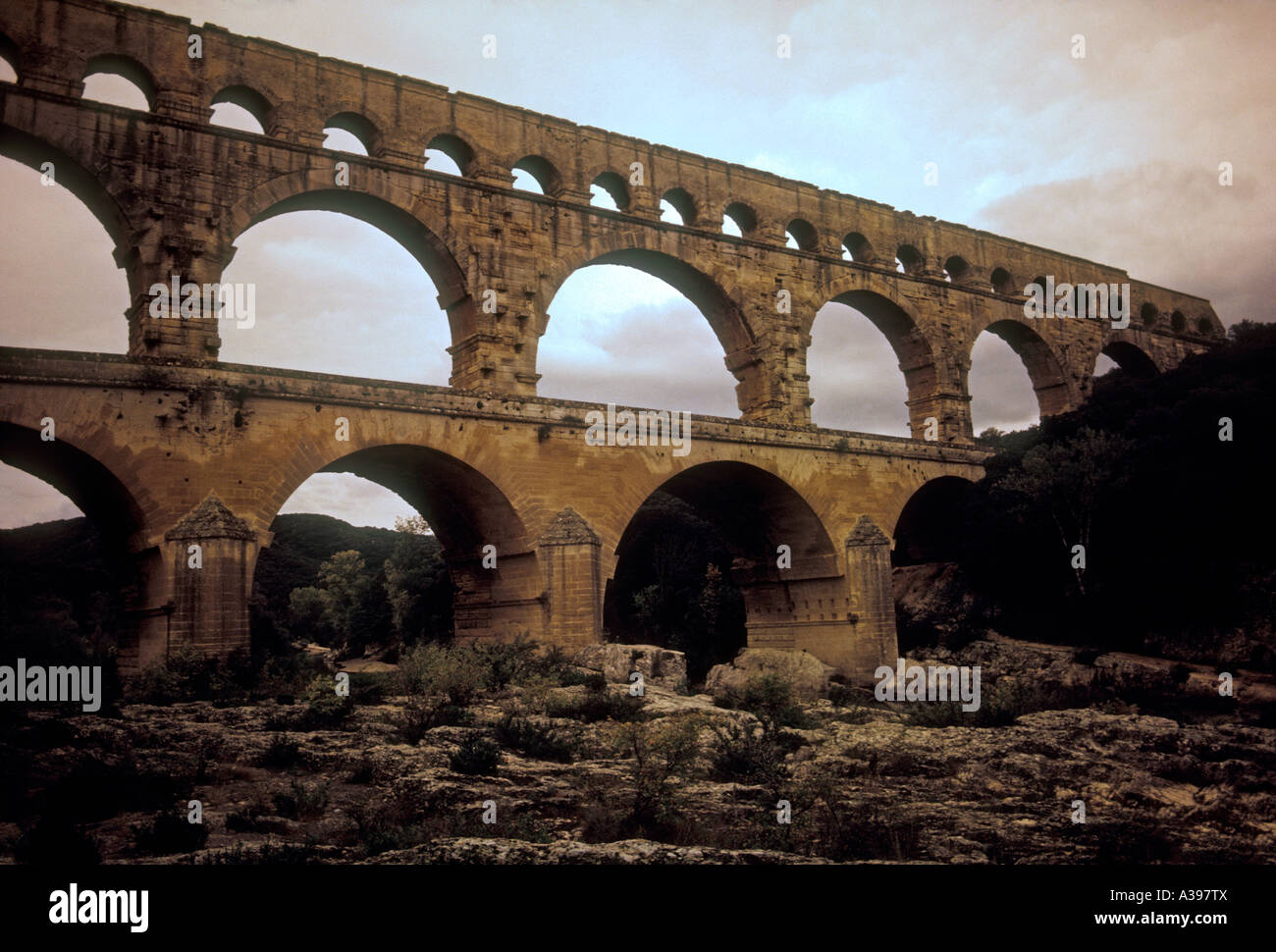 Pont du Gard, three-tiered, ancient, Roman aqueduct, arch bridge ...