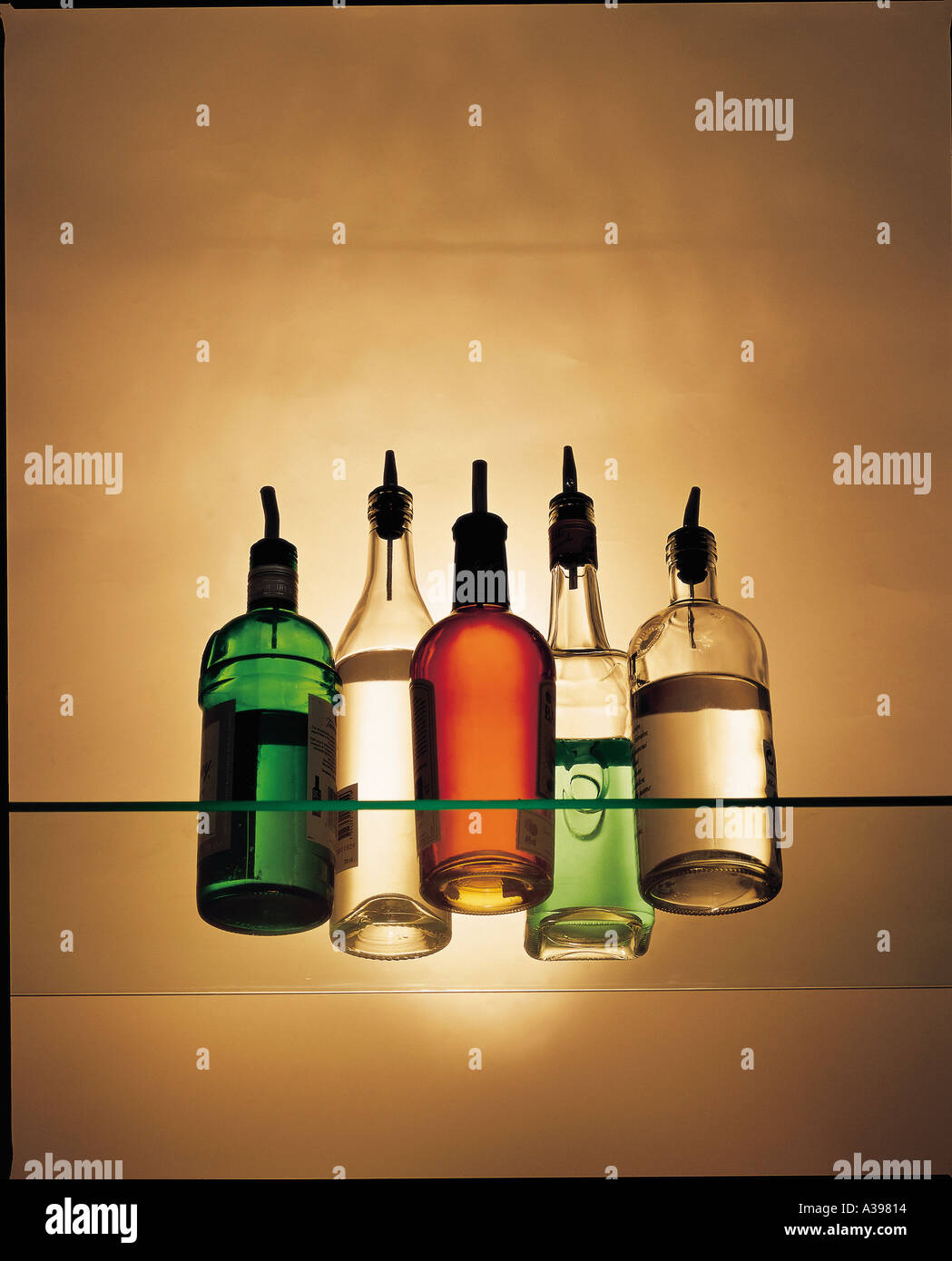 Bottles of vodka gin Stock Photo - Alamy