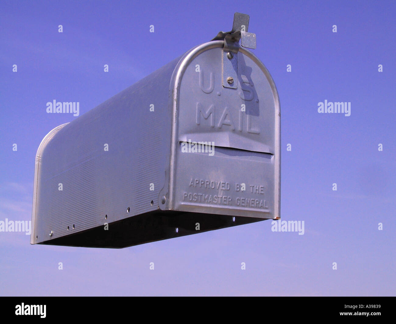 american mail box floating in blue sky Stock Photo - Alamy