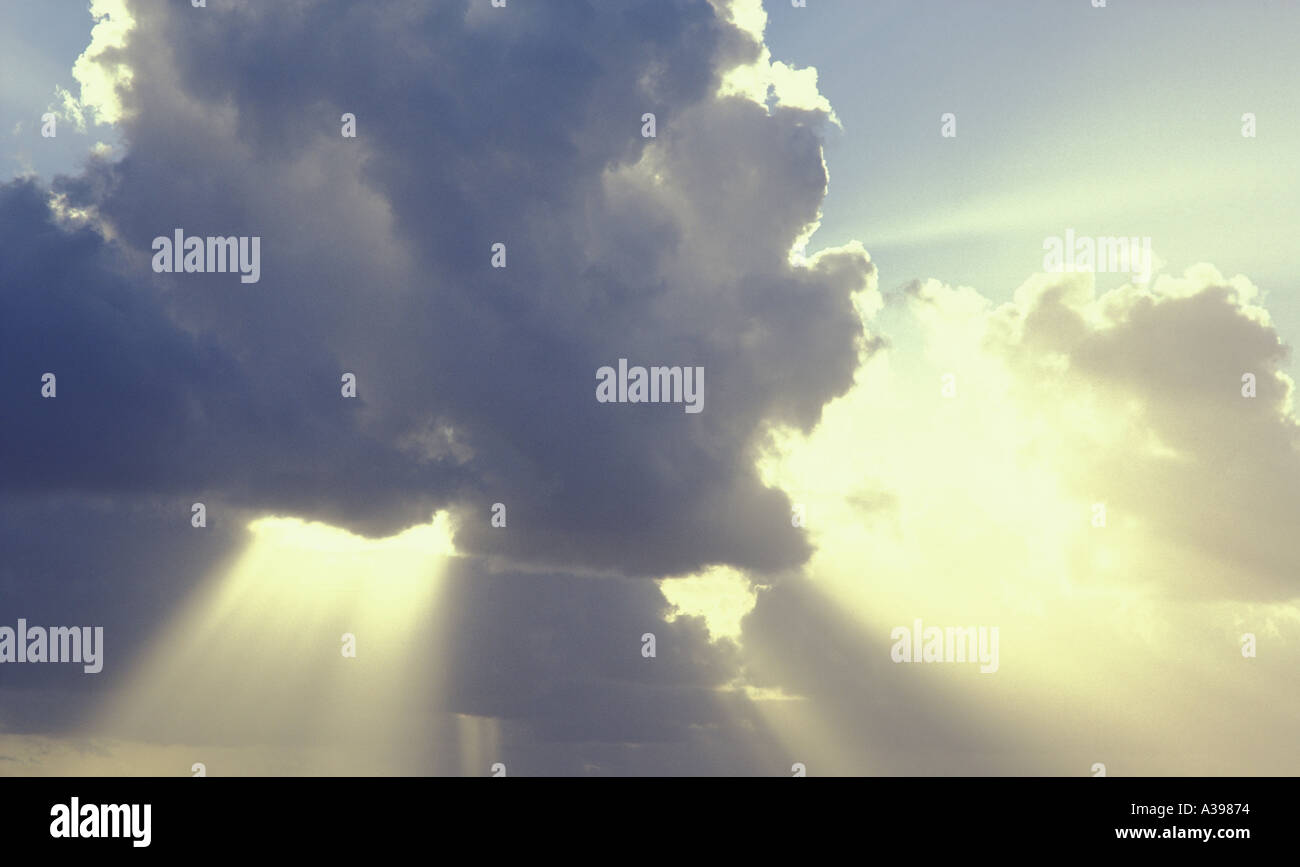 Sun clouds and sun rays rays bursting through clouds Stock Photo - Alamy