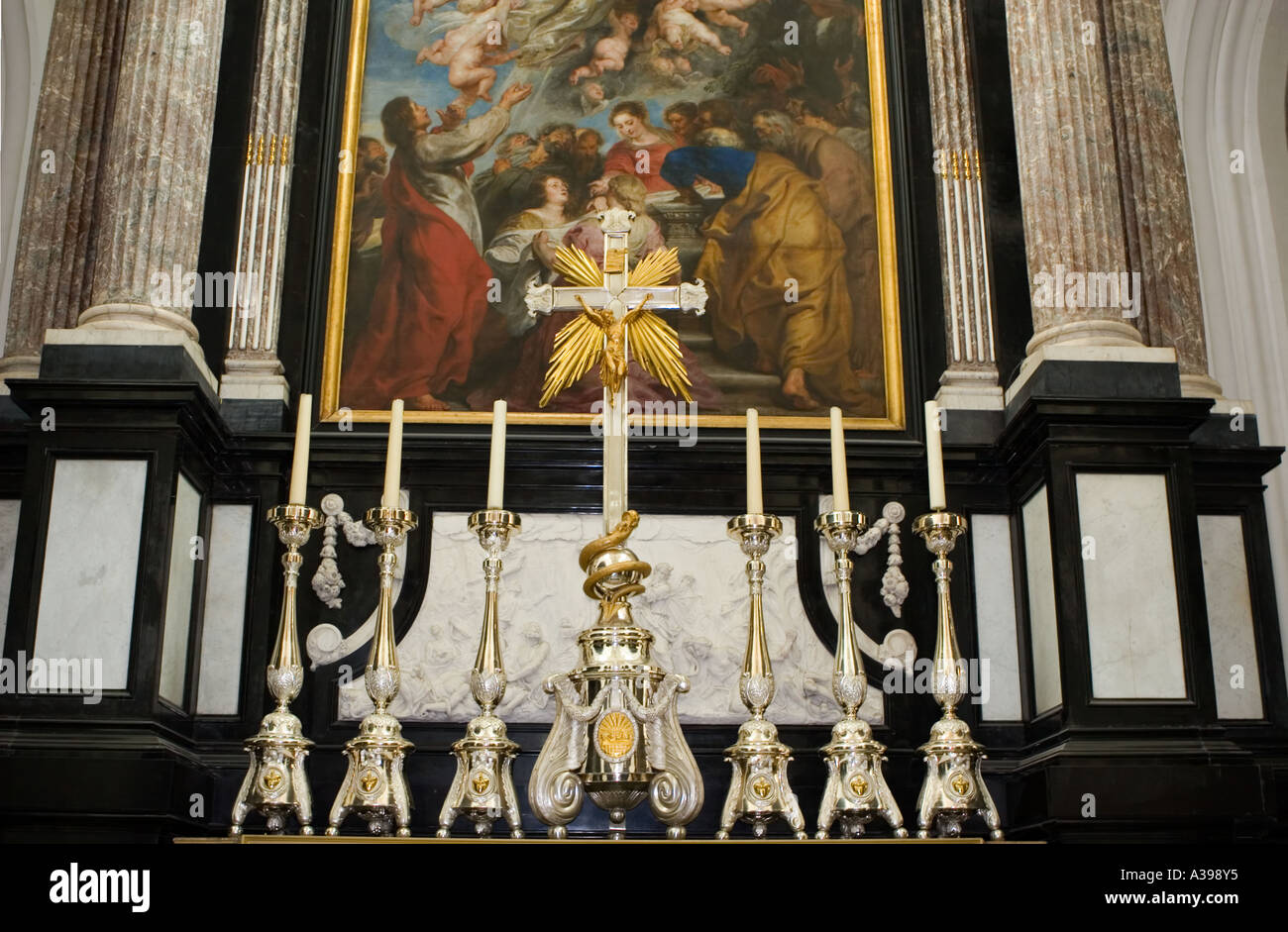 Beautiful candlesticks in the Ourlady cathedral Antwerp Belgium Stock ...